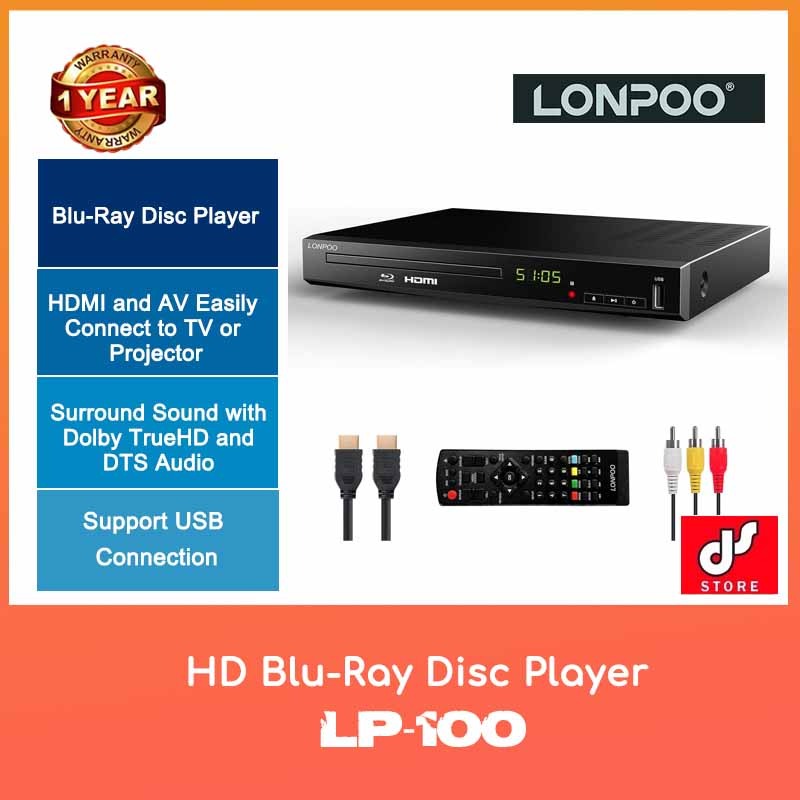 Lonpoo LP-100 HD Blu-Ray Disc Player WITH 1 YEAR WARRANTY, TV & Home ...