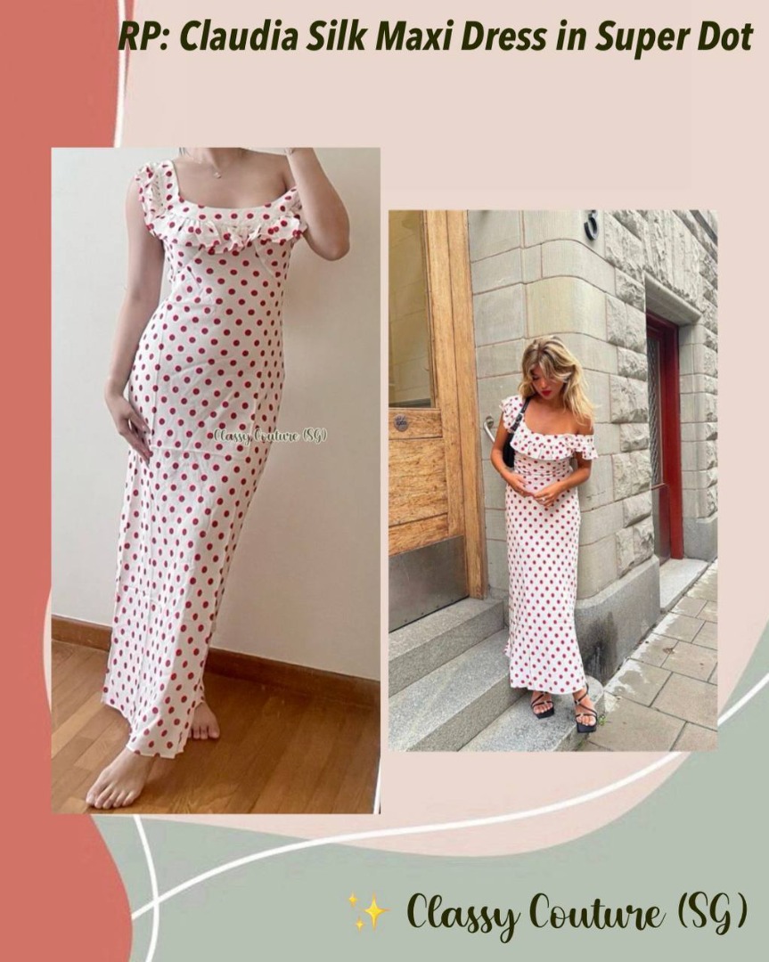 Realisation Par Claudia Silk Maxi Dress in Super Dot red white polka ...