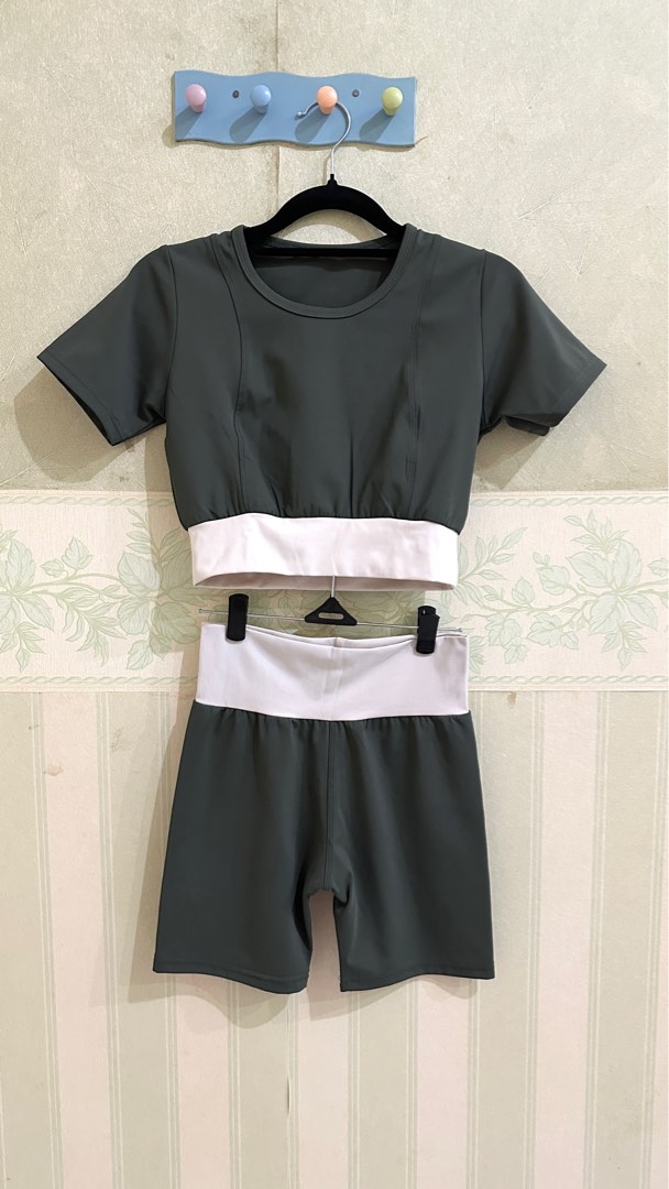 Set Baju Olahraga Workout Sports clothes Gym + Legging short, Olah Raga ...