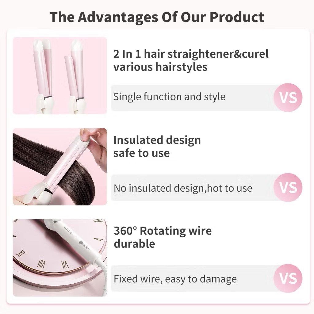 SIMPLUS 2 in 1 STRAIGHTENER & CURLER HAIR, Beauty & Personal Care, Hair ...