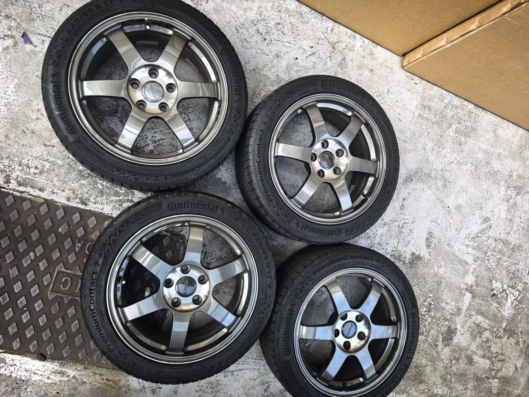 TE37 Japan Sport Rim with Tyre 17” 100% Japan Rim, Car Accessories ...