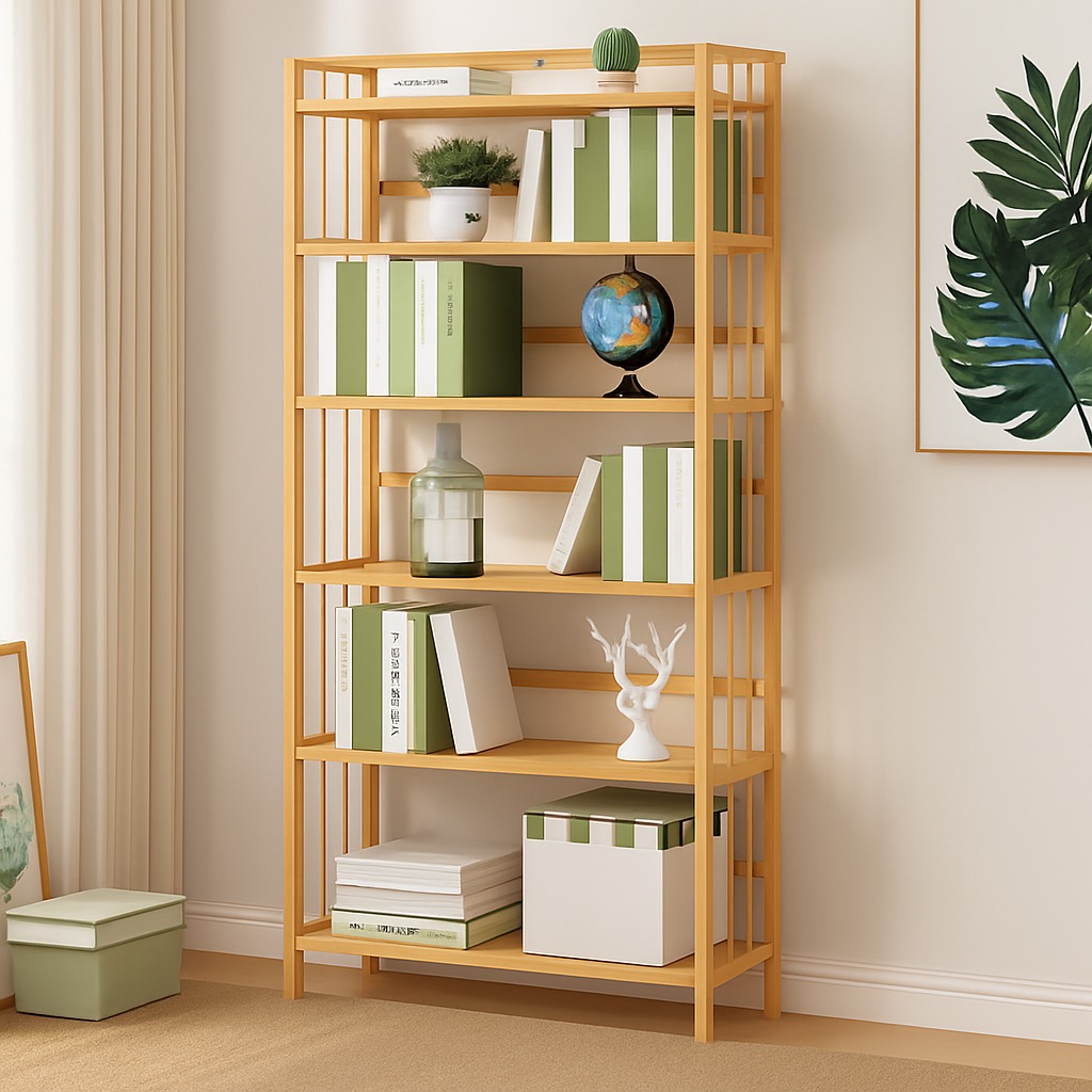Wooden Bookshelf Display Shelf | Vertical Book Storage Shelf | Tall ...