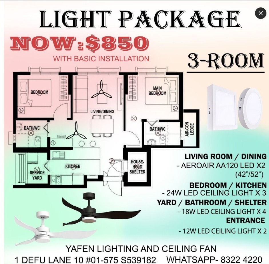Climate Vouchers, SG60 Vouchers and CDC Vouchers BTO 3-Room lighting ...