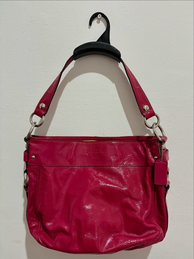 Coach leather pink vintage, Fesyen Wanita, Tas & Dompet di Carousell