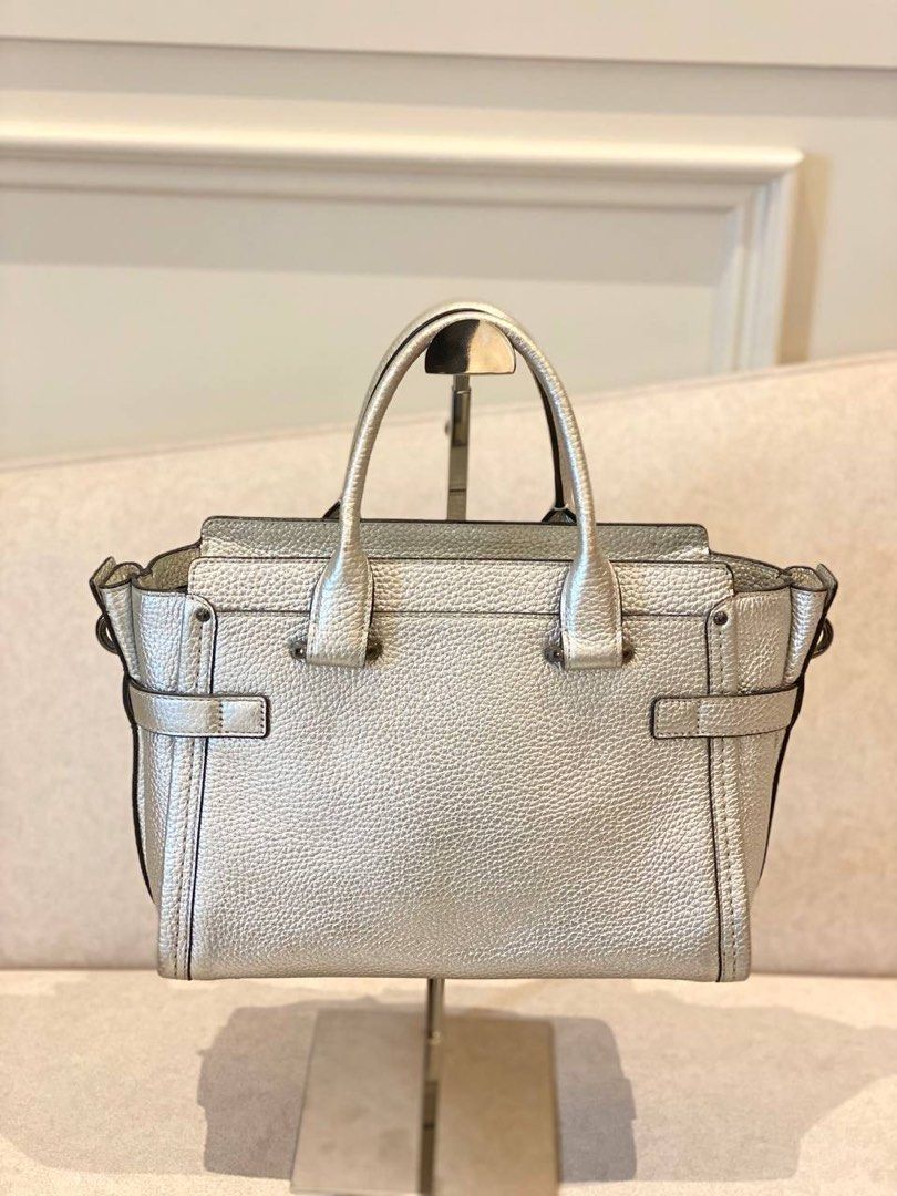 COACH SWAGGER CARRYALL IN PEBBLE LEATHER SILVER, Luxury, Bags & Wallets ...