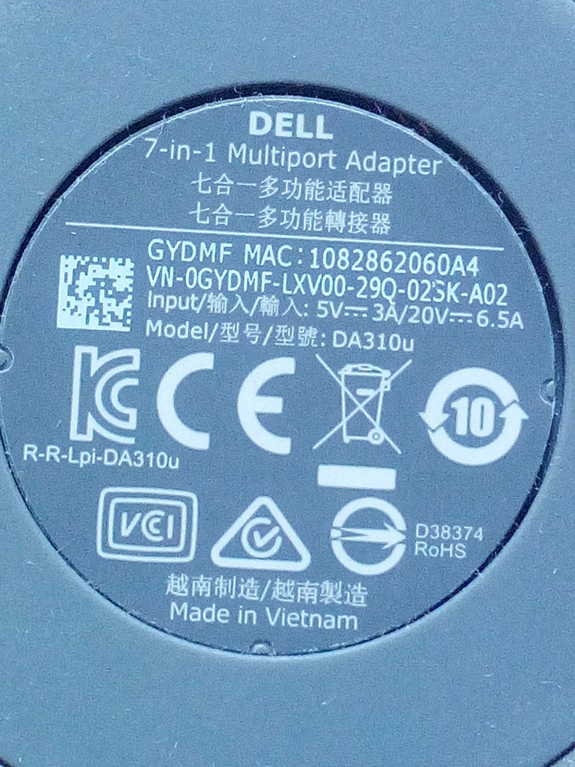 Dell 7-in-1 Multiport Adapter DA310u, Computers & Tech, Parts ...