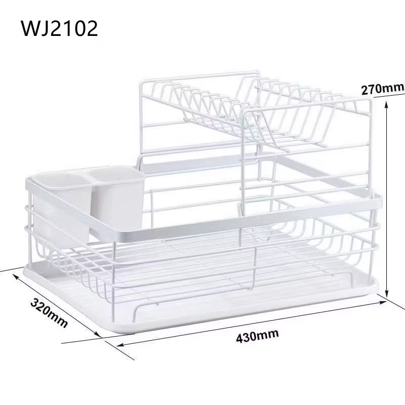 Dish Rack with Drip Plate - White 2 layers, Furniture & Home Living ...
