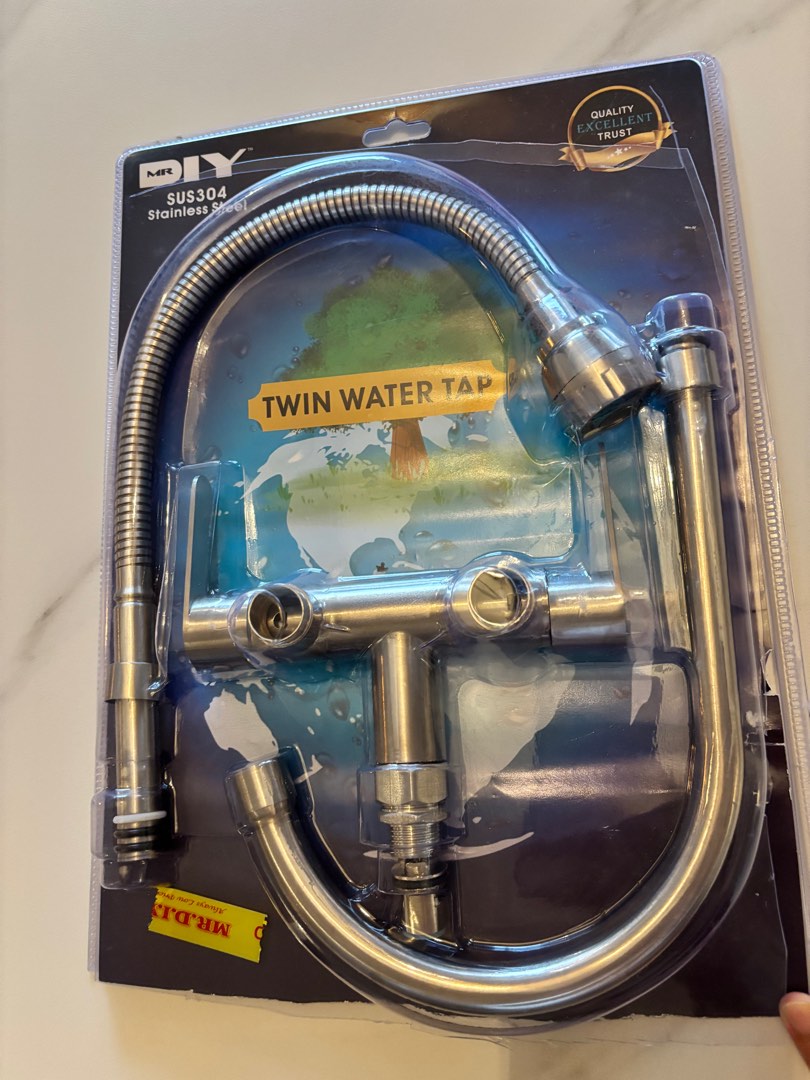 DIY SUS304 Stainless Steel Twin Water Tap, Furniture & Home Living ...