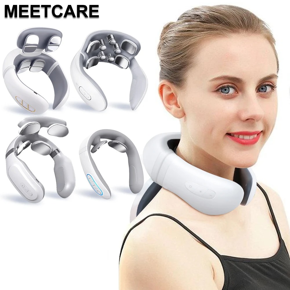 Electric Smart Neck Back Pulse Massager TENS Rechargeable Hot ...