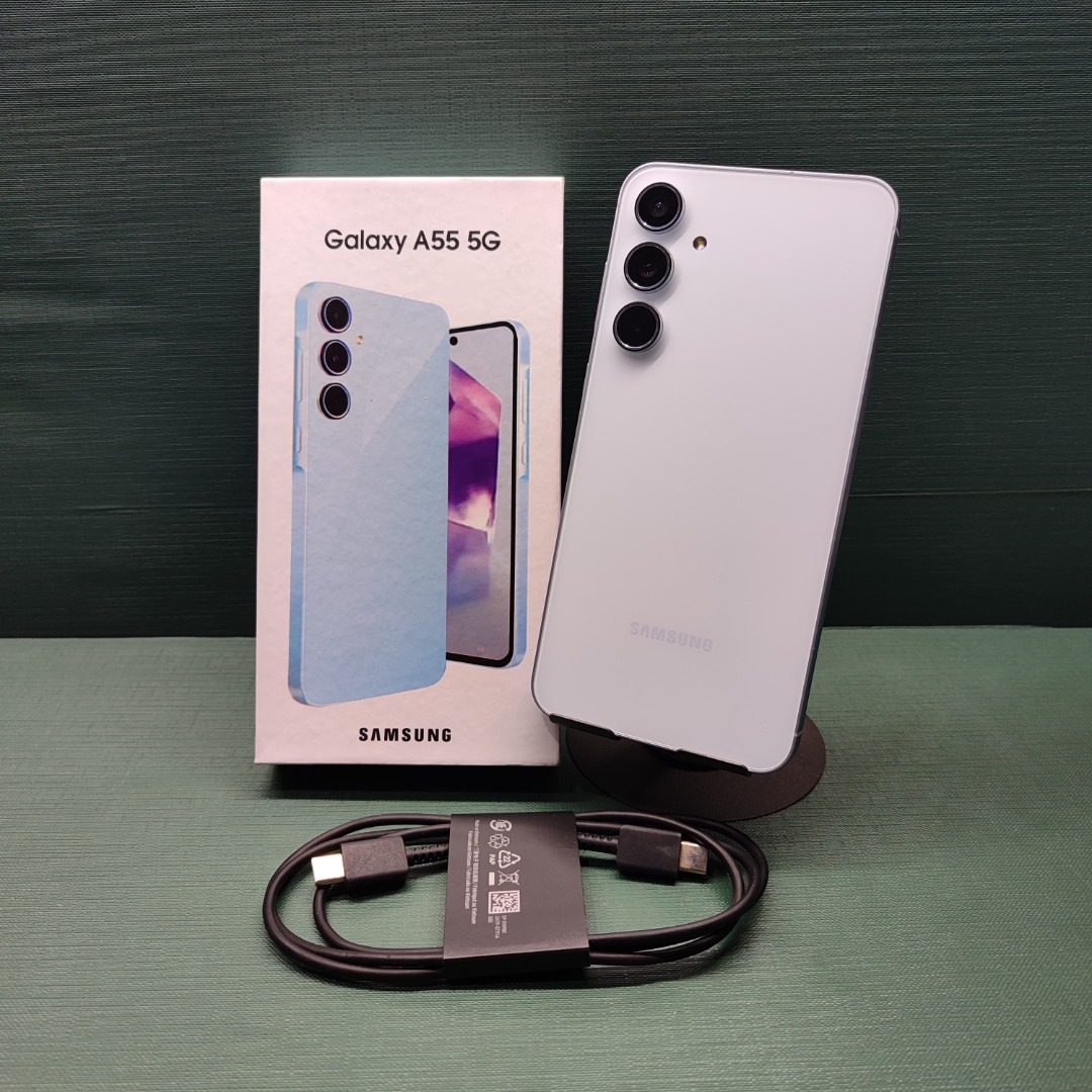 FULLSET LIKE NEW Samsung Galaxy A55 5G 8/256GB ICE BLUE, Telepon ...