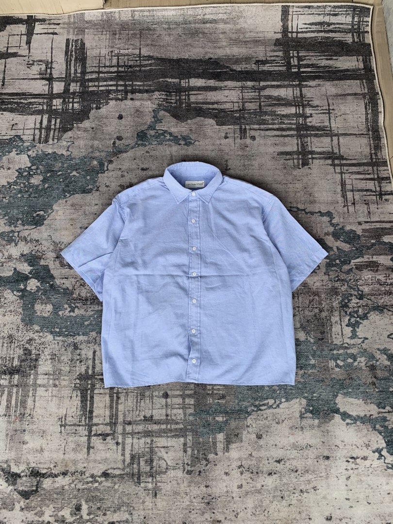 Kemeja Lafudgestore baby blue boxy fit, Fesyen Pria, Pakaian , Baju ...