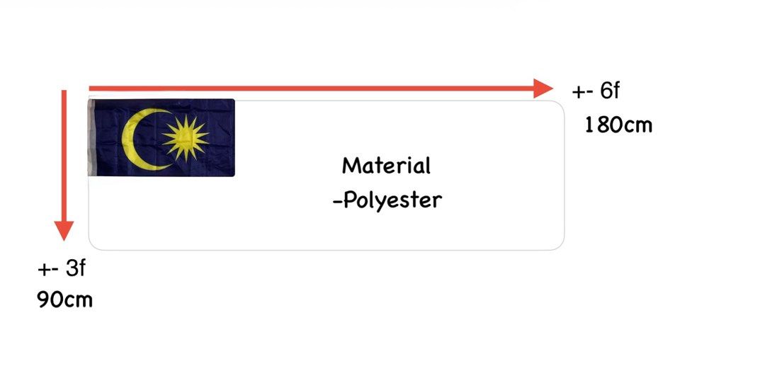 (3x6)Malaysia Flag Bendera Malaysia Polyester Tiang Bendera Jalur ...