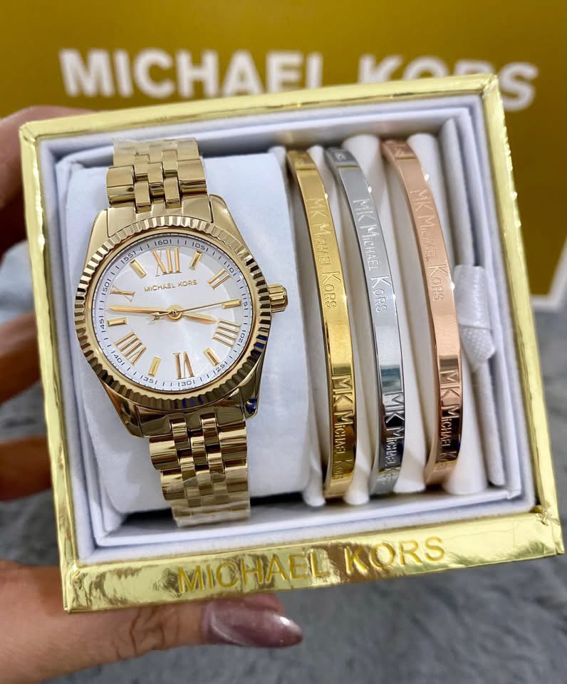 MK MINI SET LEXINGTON DIAL W BANGLES AUTHENTIC WATCH, Women's Fashion ...