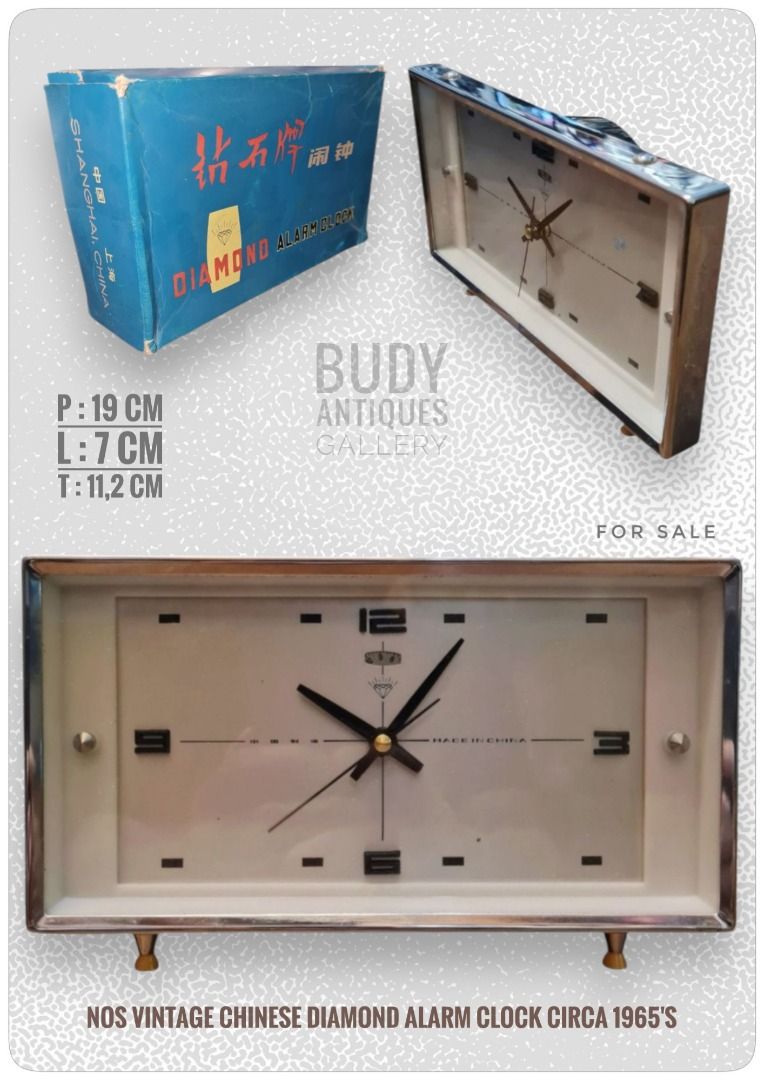 NOS Vintage Chinese Diamond Alarm Clock, Perabotan Rumah di Carousell