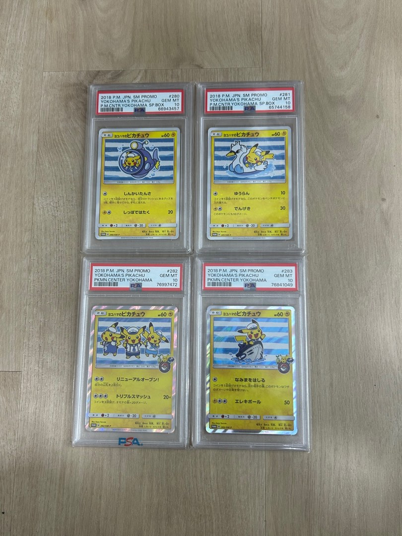 Pikachu Yokohama set of 4 PSA 10, Hobbies & Toys, Toys & Games on Carousell
