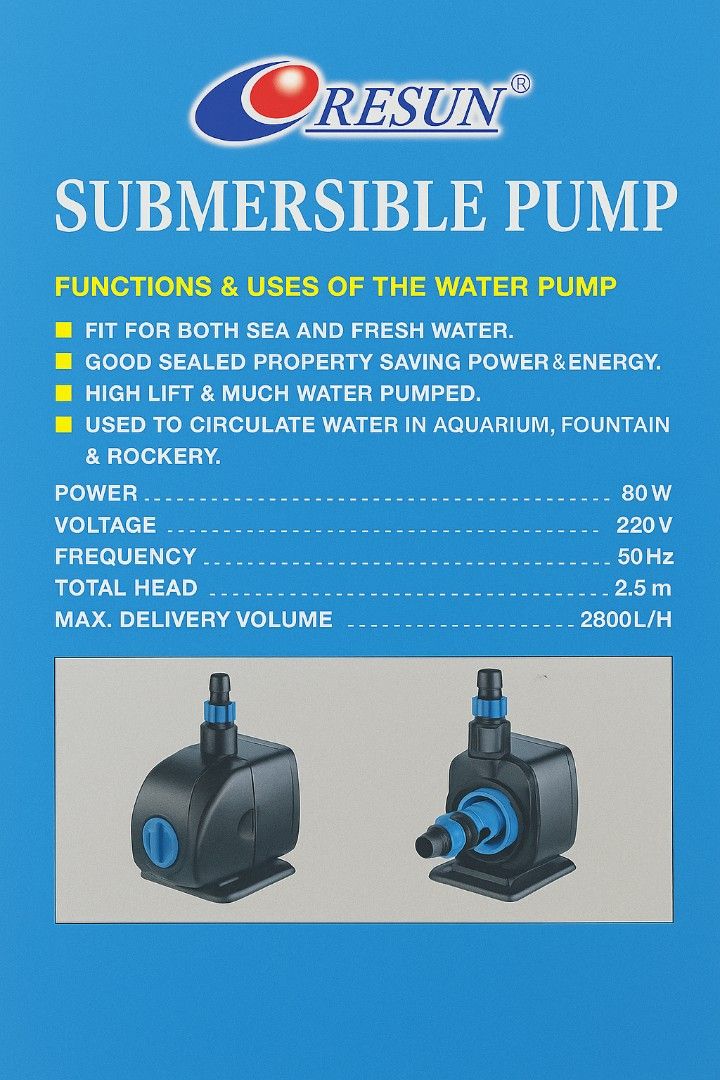 Pompa Celup RESUN SP-6800 Bekas Masih Normal Kapasitas 2800 L/jam 80W, Perlengkapan Hewan ...