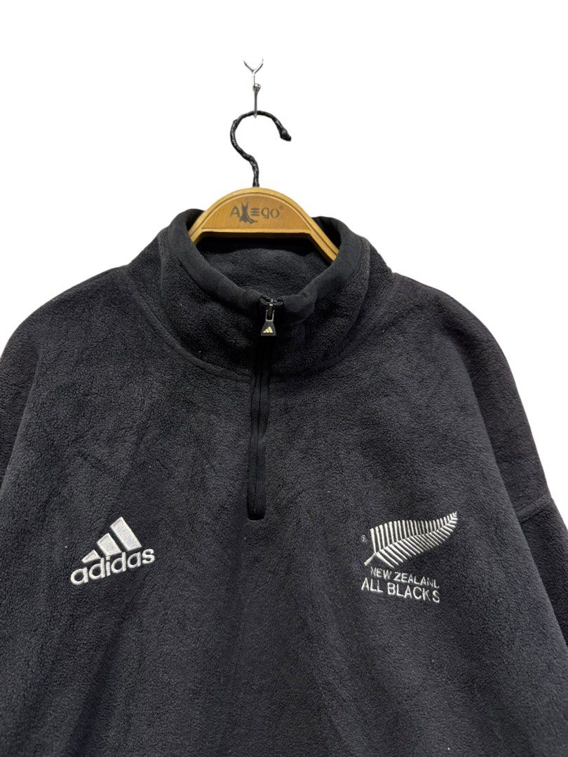 Vintage adidas new zealand all black half zipper, Men's Fashion, Activewear on Carousell