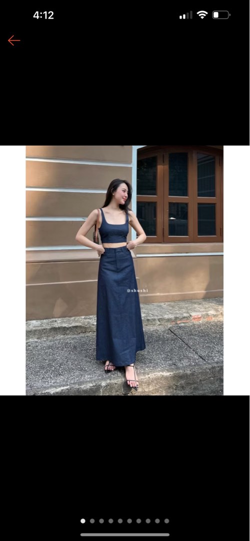 BNWT Shushi Shu Shi Sooya Denim A-Line Skirt Set, Women's Fashion ...