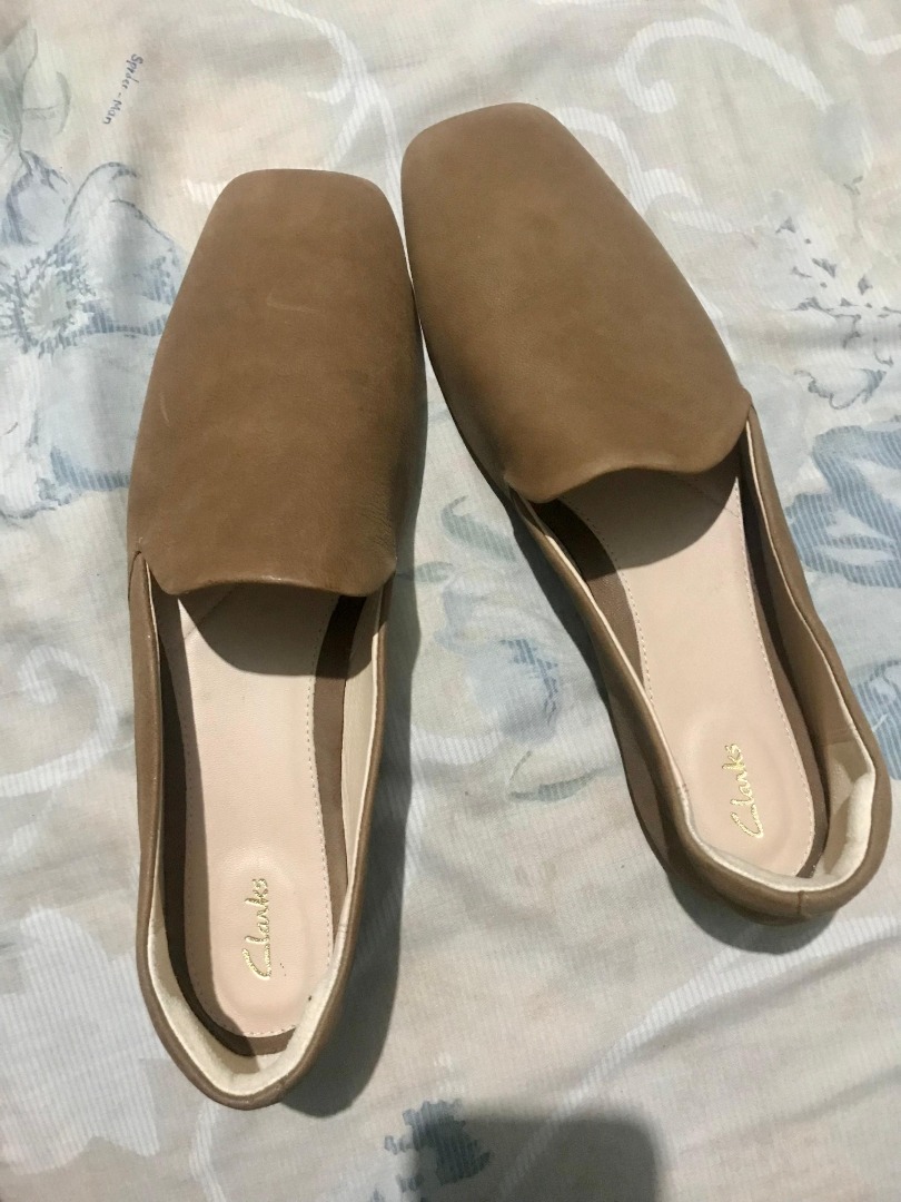 Brand New Clarks Women Pure Slip Cure Flats Loafers Slip On Square Toe ...