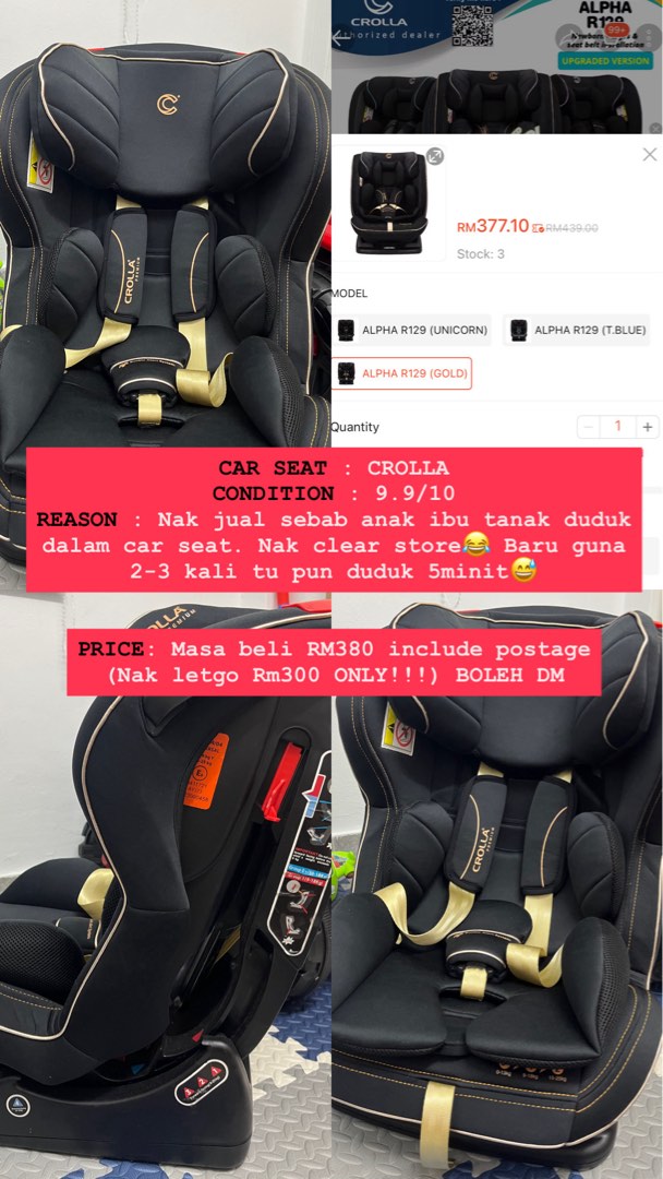 crolla alpha, Babies & Kids, Going Out, Car Seats on Carousell