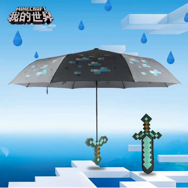 Minecraft Diamond Block Umbrella with Sword Handle, Hobbies & Toys ...