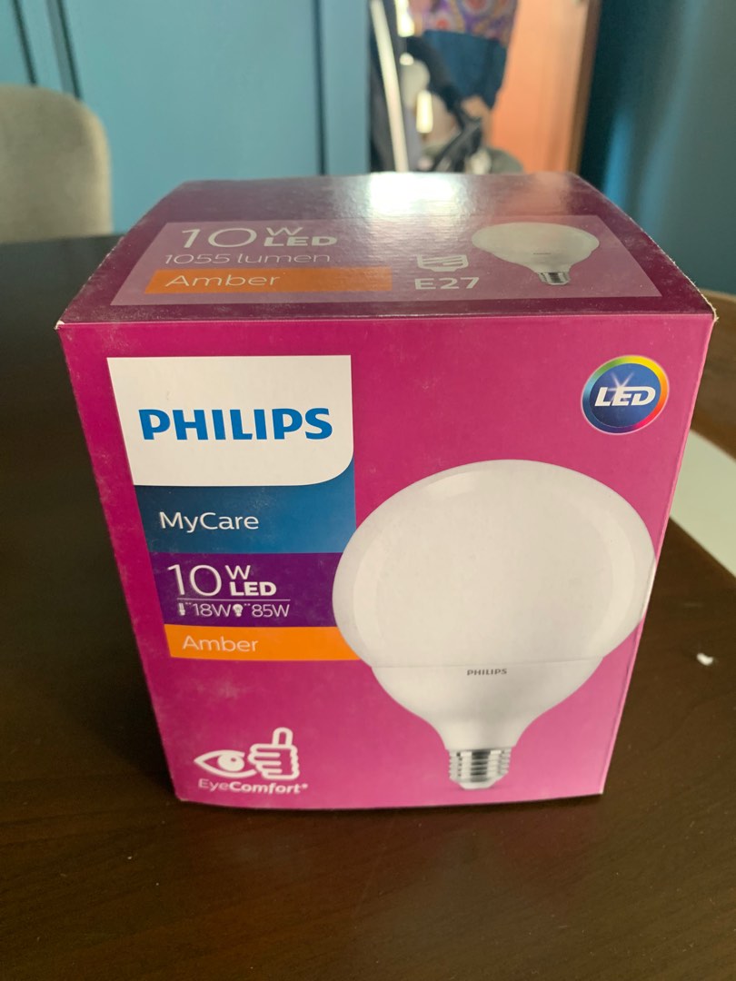 Philips MyCare LED Globe Bulb 10W E27 Amber, Furniture & Home Living ...