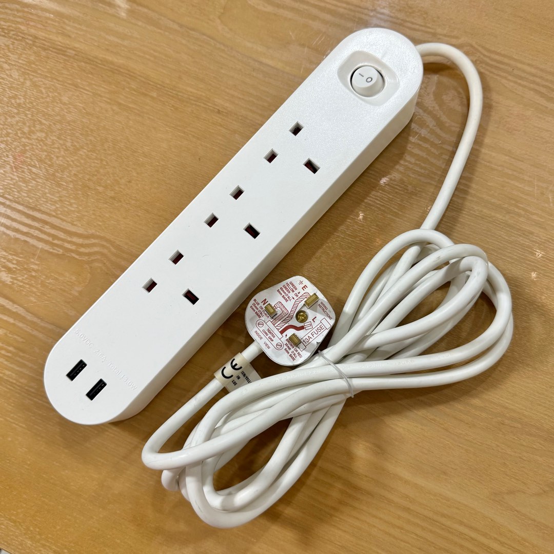 (PRELOVED) Ikea Koppla 3-way socket power extension with 2 USB ports ...