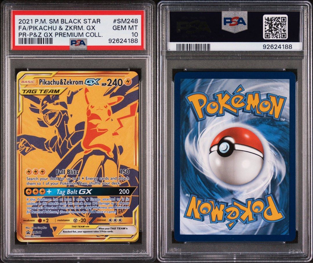 [PSA 10] 2021 Pokémon pokemon Sun Moon Black Star Promo Pikachu Zekrom ...