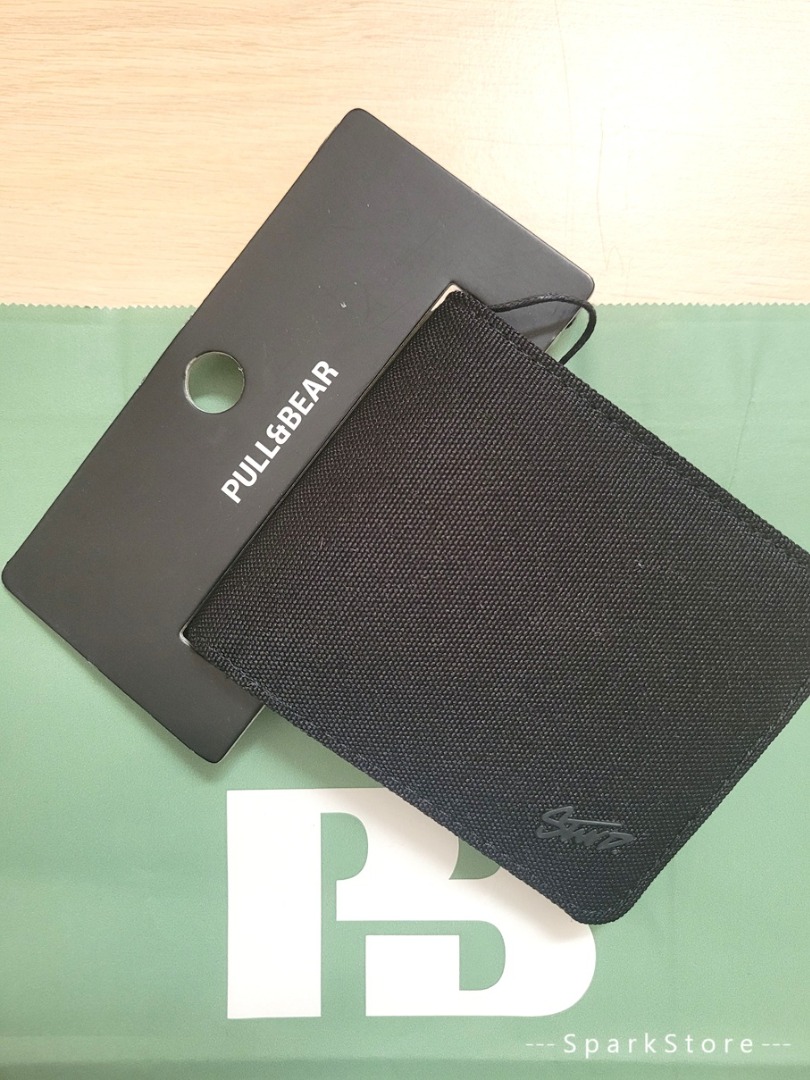 Pull&Bear STWD Dompet Pria Kain Canvass Fabric Wallet Hitam, Fesyen ...