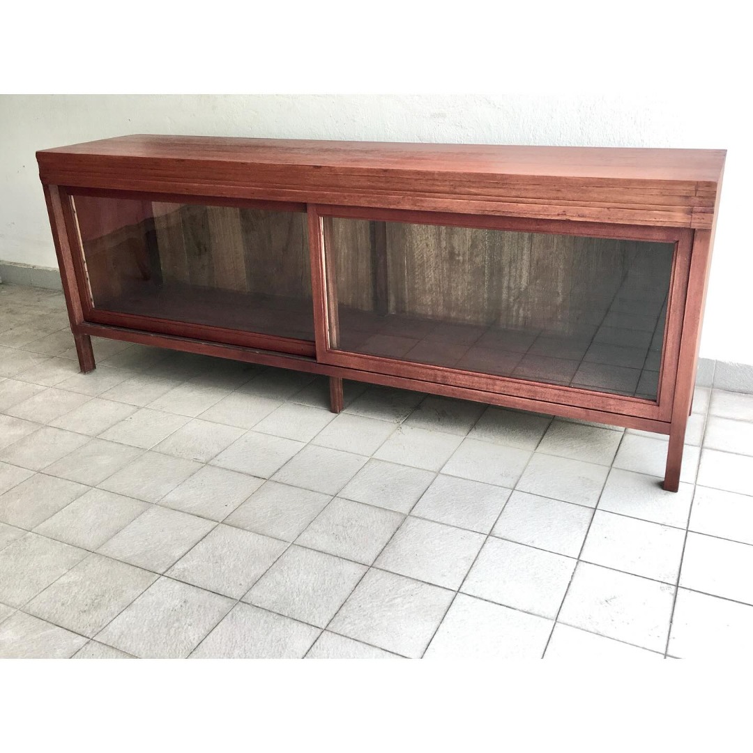 RESTORED Vintage Solid Wood Merchandise Display Cabinet Kayu Kaca Antik ...