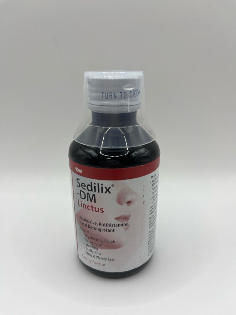 Sedilix dm linctus cherry flavour 90ml, Health & Nutrition, Health ...