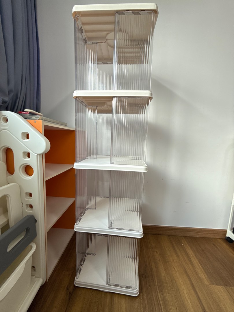 Stackable Clear Plastic Storage Cabinet, Furniture & Home Living ...