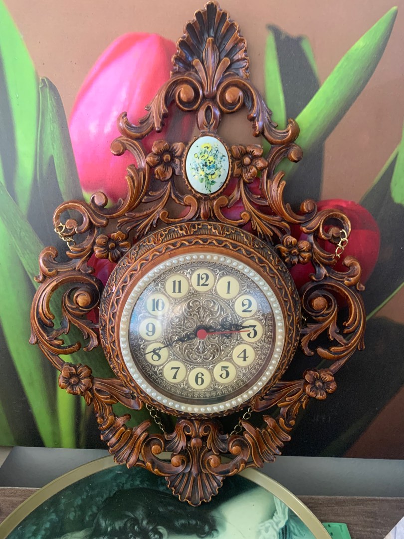 Vintage Italian Italy Baroque Rococo Wall Clock - Minerva Wall Clock ...