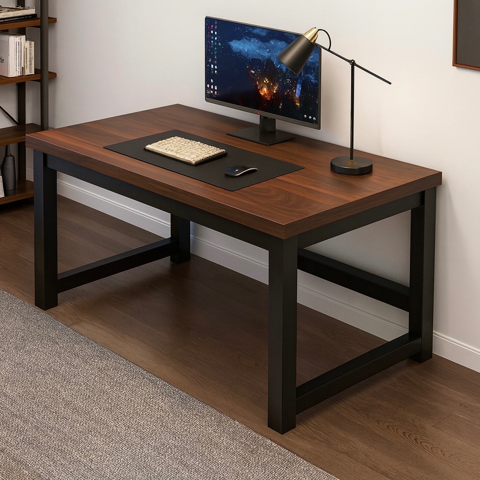 Wood Top Metal Frame Work Table | Office Study Writing Desk Table ...