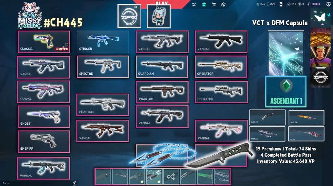 WTS 19 VP Skins Valorant Account - Evori Dreamwings Vandal | Kuronami ...