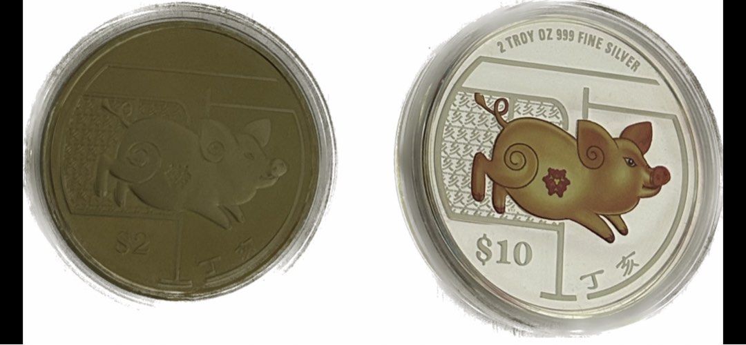 猪 2007 年Boar 2oz 999 Fine Silver Lunar Series coins 20g Cupro Nickel ...