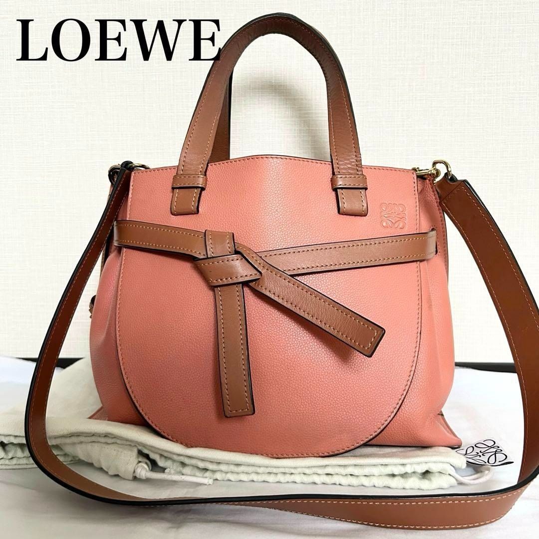 Authentic LOEWE Gate Top Handle Shoulder Bag Pink Brown w/ Certificate ...
