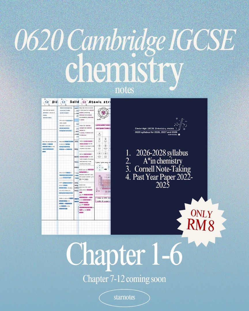 (CHAP 1-6 ONLY) 0620 Cambridge CIE IGCSE Chemistry Digital Softcopy ...