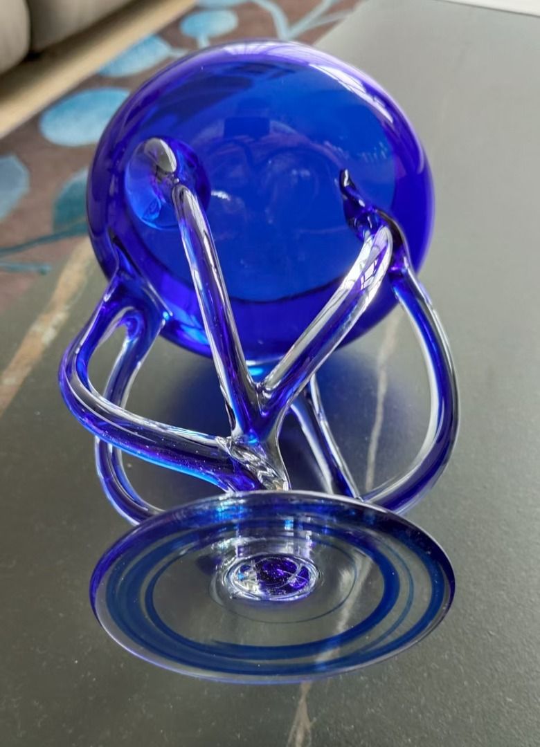Cobalt Blue Blown Glass Art Jozefina Krosno Jellyfish Octopus Vase ...