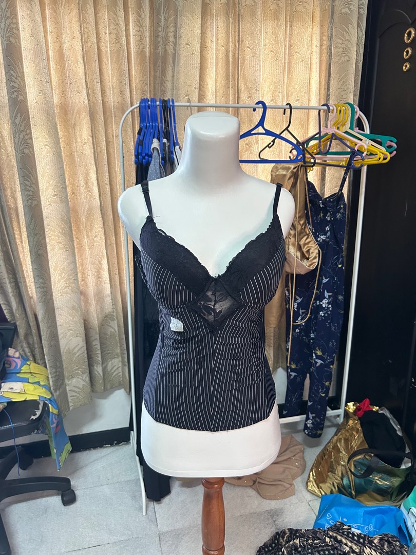 Corset Top | Lace + Pinstripe | Size 80C, Fesyen Wanita, Pakaian Wanita, Lainnya di Carousell