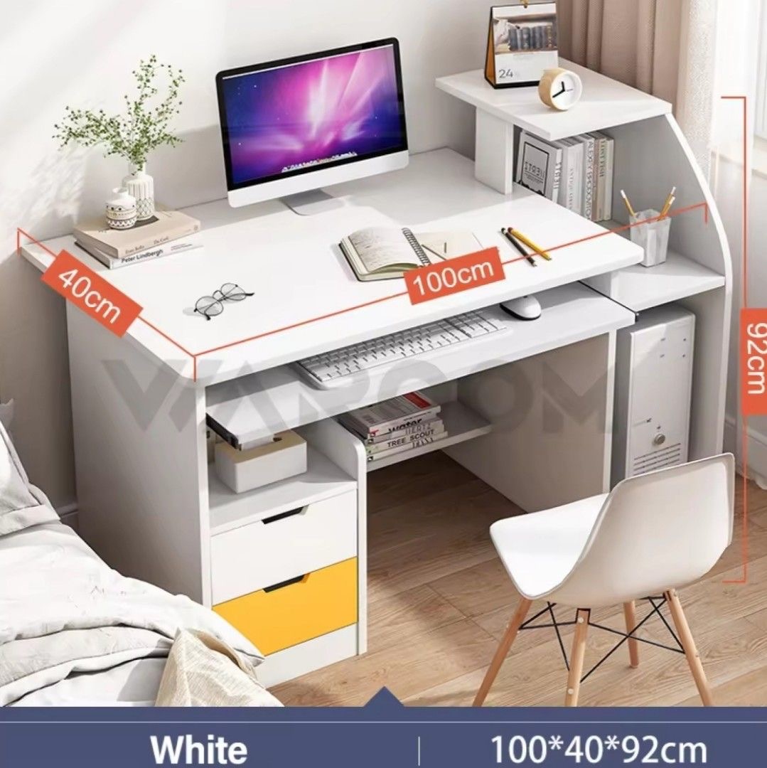 Home Study Table | Bedroom Work Desk | Writing Table With Drawers | Computer Table With Shelf ...