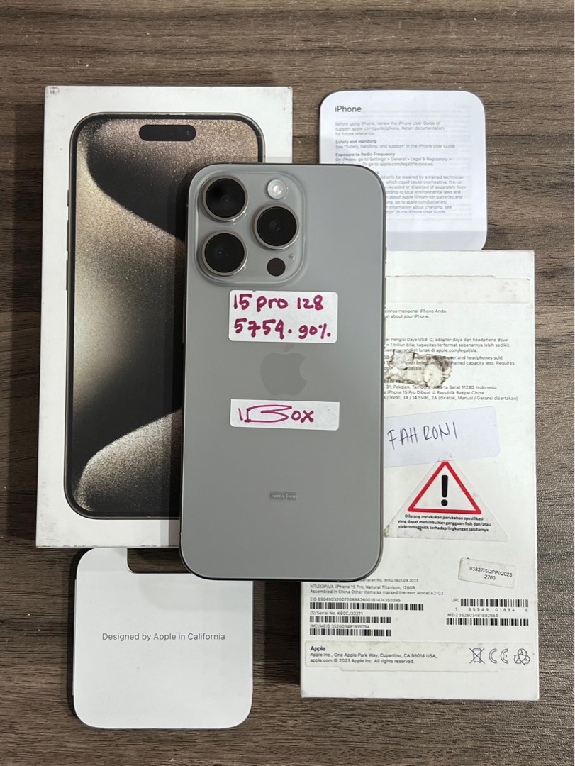 Iphone 15 Pro 128 Gb Natural Titanium Ibox, Telepon Seluler & Tablet ...