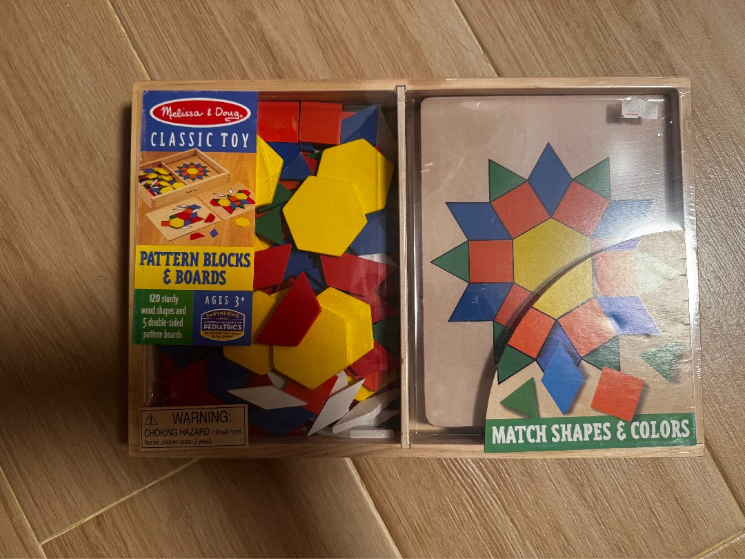 Melissa & Doug Classic Wooden Pattern Blocks and Boards Set, 兒童＆孕婦用品 ...