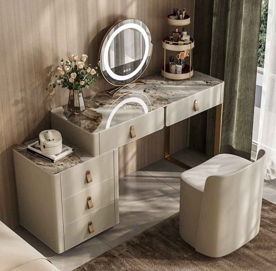 POILUS Modern Marble Vanity Table, Furniture & Home Living, Furniture ...