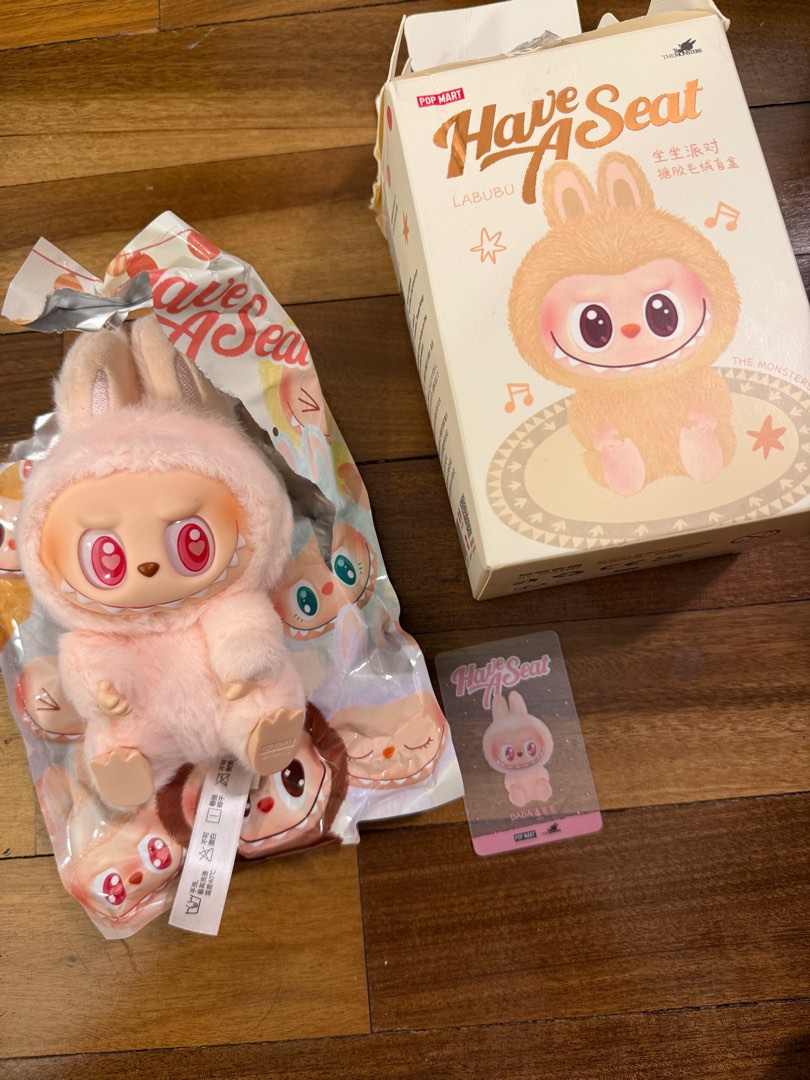 Popmart Labubu Have a Seat pink, Hobbies & Toys, Toys & Games on Carousell
