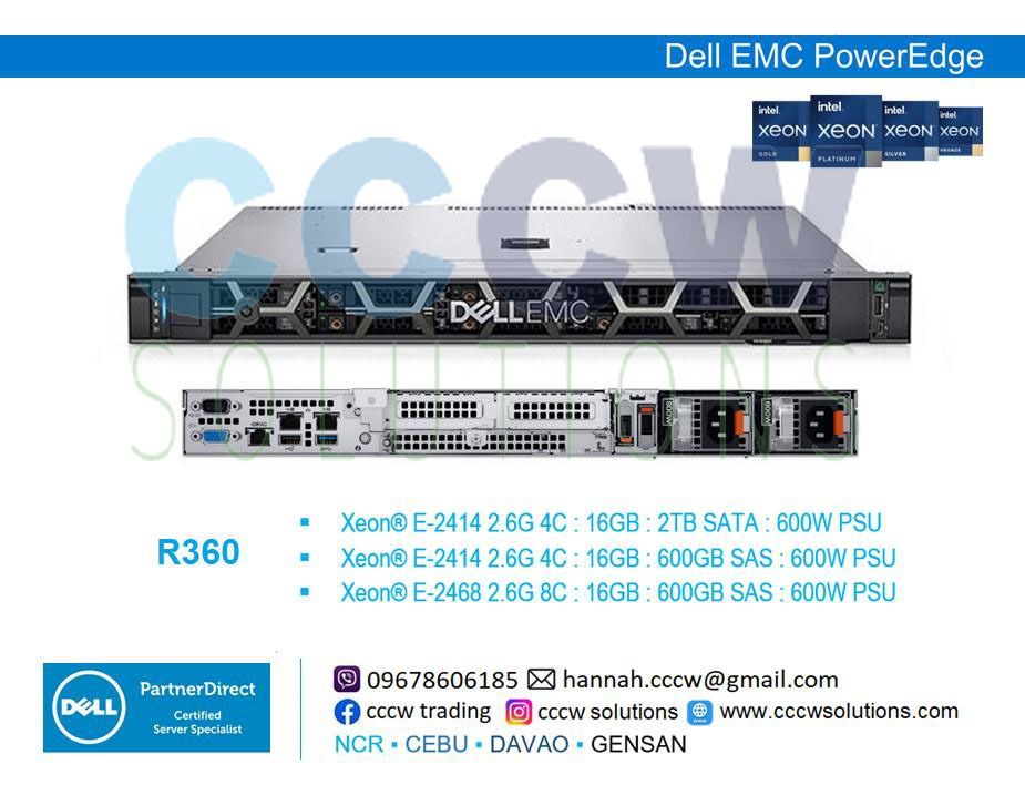 PowerEdge R360 Processor: Intel Xeon E-2414 2.6G, 4C/4T, 12M Cache ...