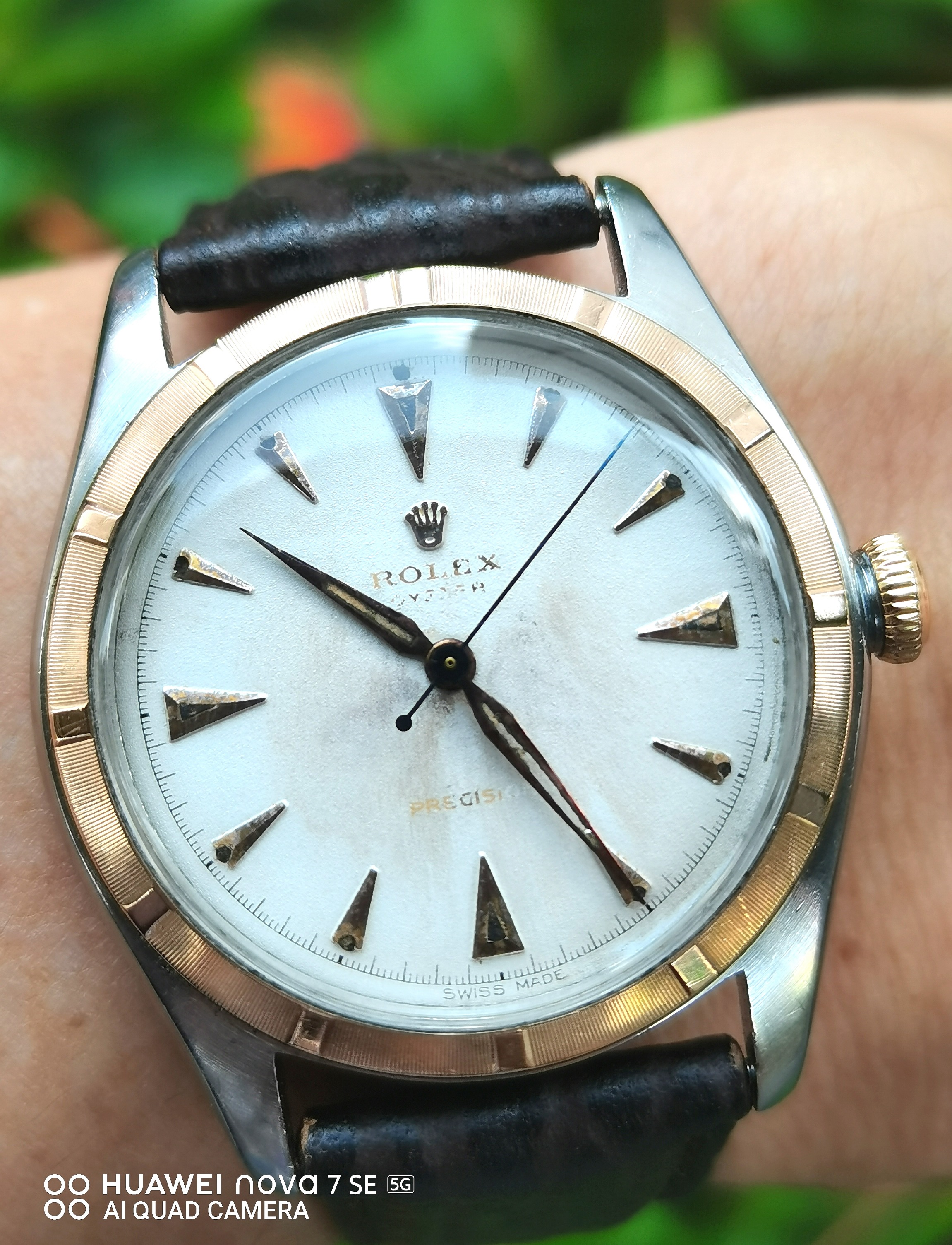 Rare vintage Rolex Oyster Precision 2-tone 18k rose gold bezel luxury ...