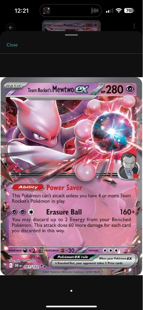 Team Rocket's Mewtwo ex 081/182 Pokemon Card, Hobbies & Toys, Toys ...