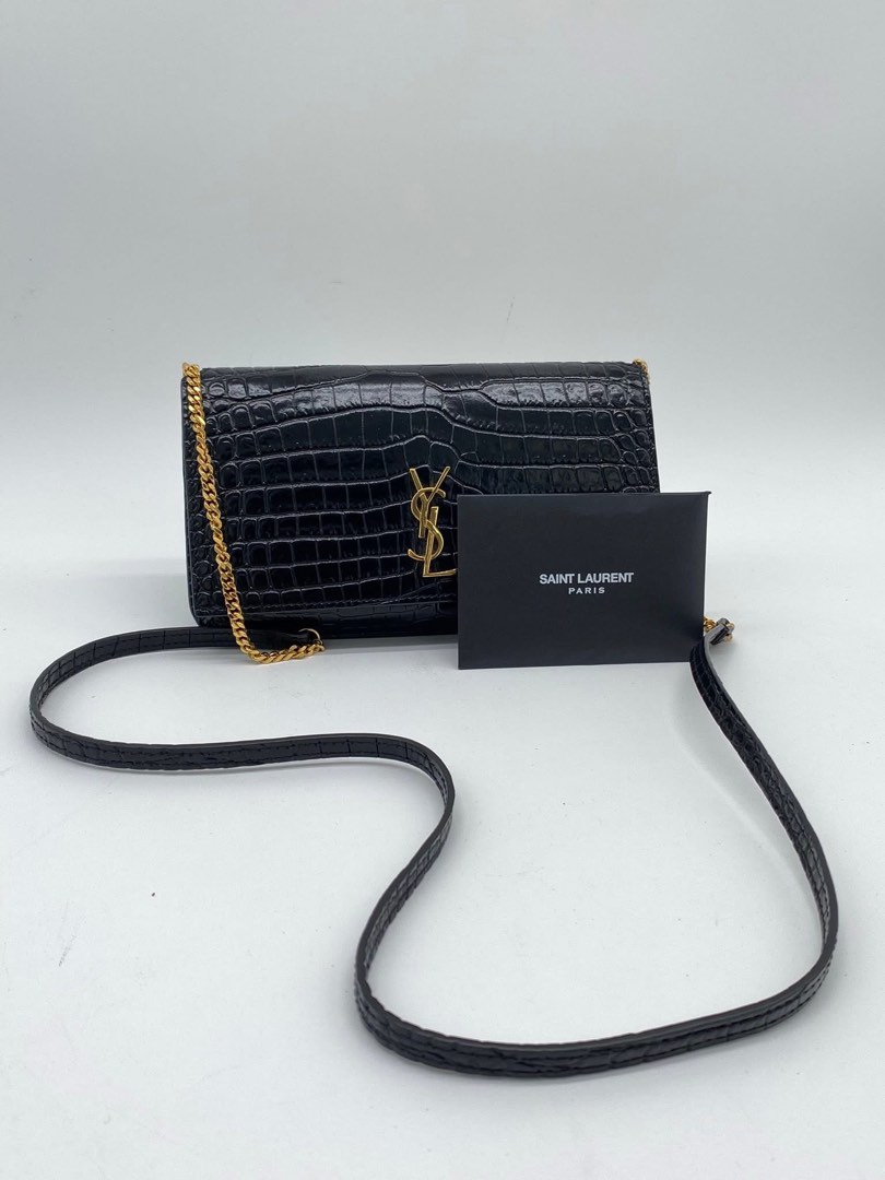 Ysl wallet in chain croc type, Luxury, Bags & Wallets on Carousell