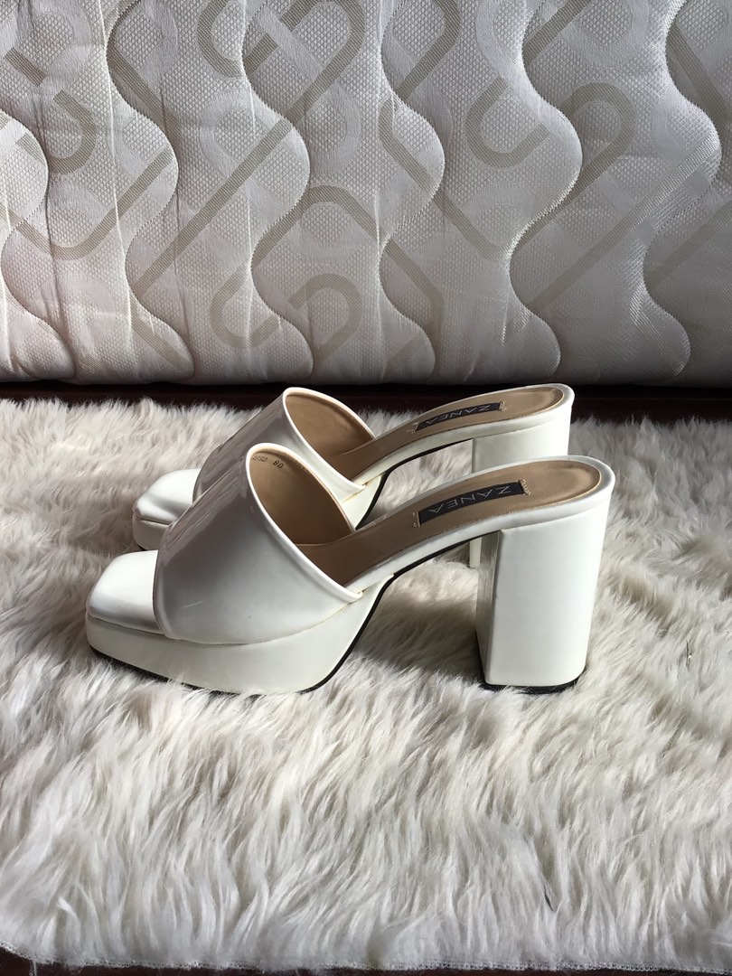 Zanea White Platform Block Heels, Women's Fashion, Footwear, Heels on ...
